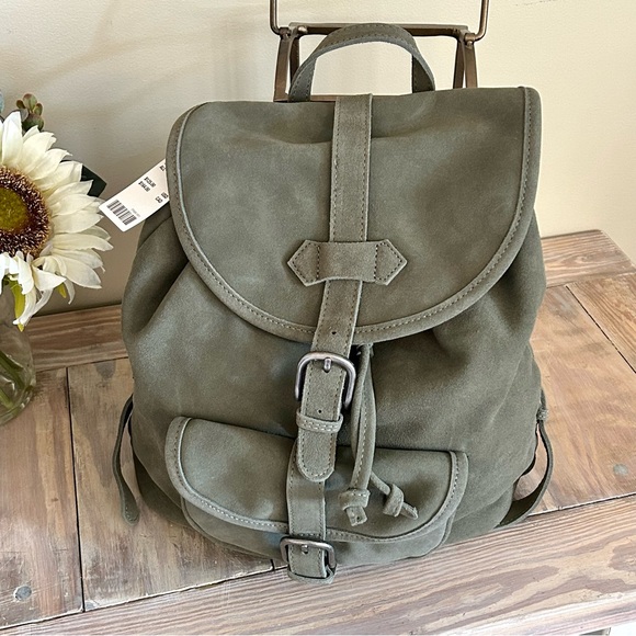 Urban Outfitters | Bags | Urban Outfitters Indie Suede Olive Backpack ...